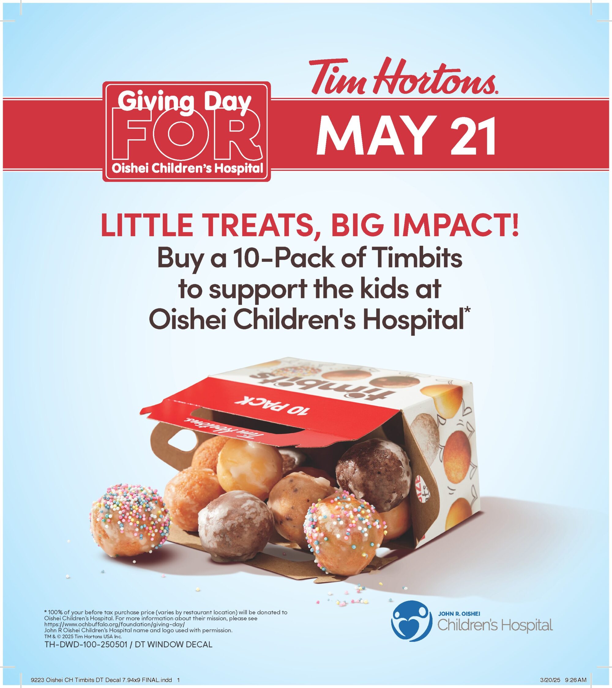 🎉 It’s Giving Day! Support Oishei Children’s Hospital with Tim Hortons ...